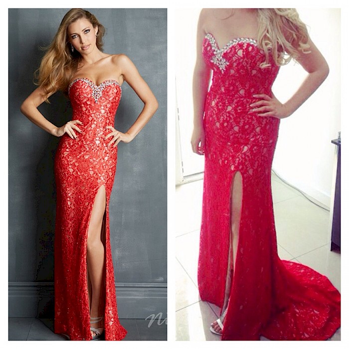 Red lace debs dress